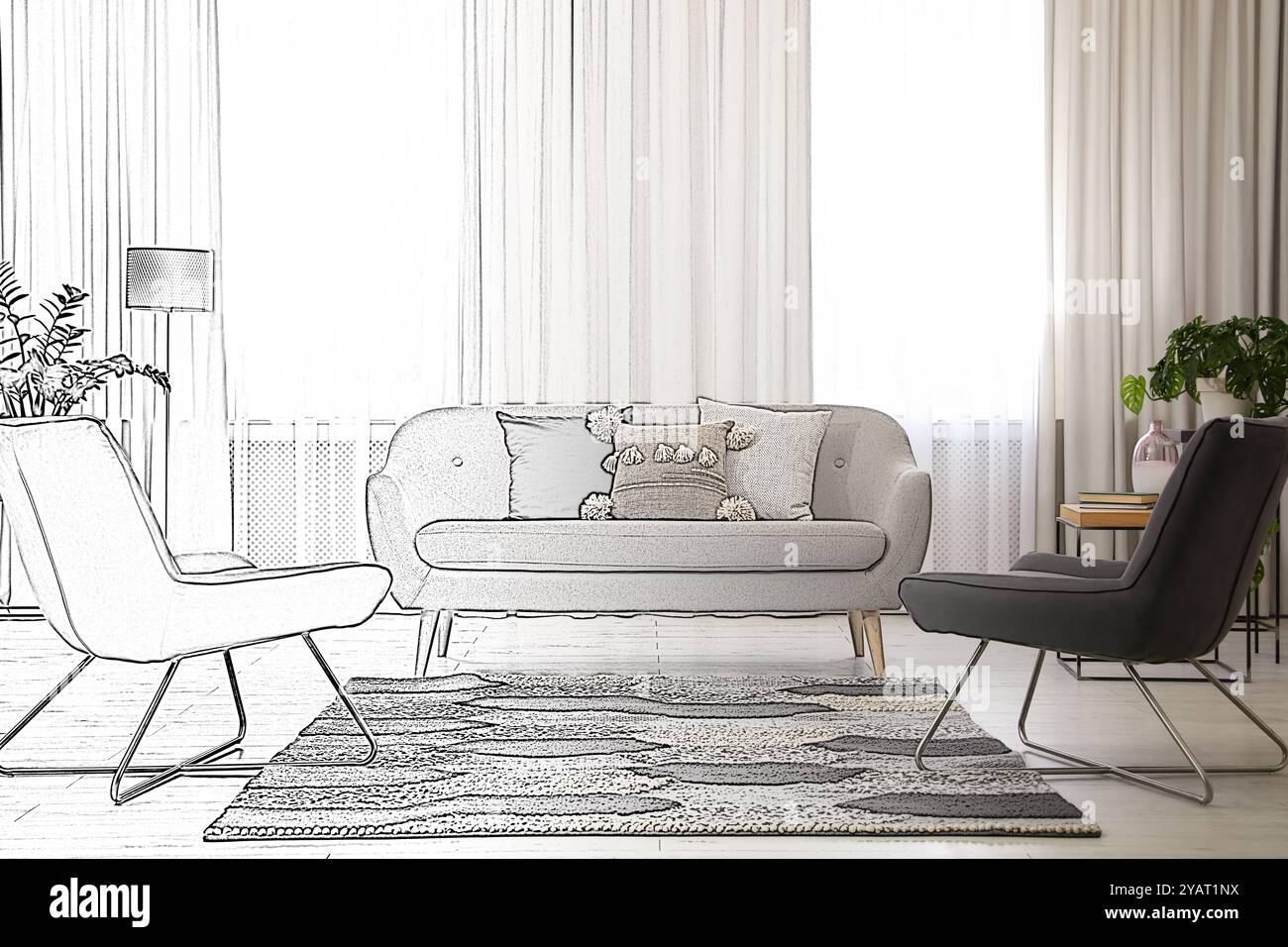 Drawing house art color combination hi-res stock photography and images ...