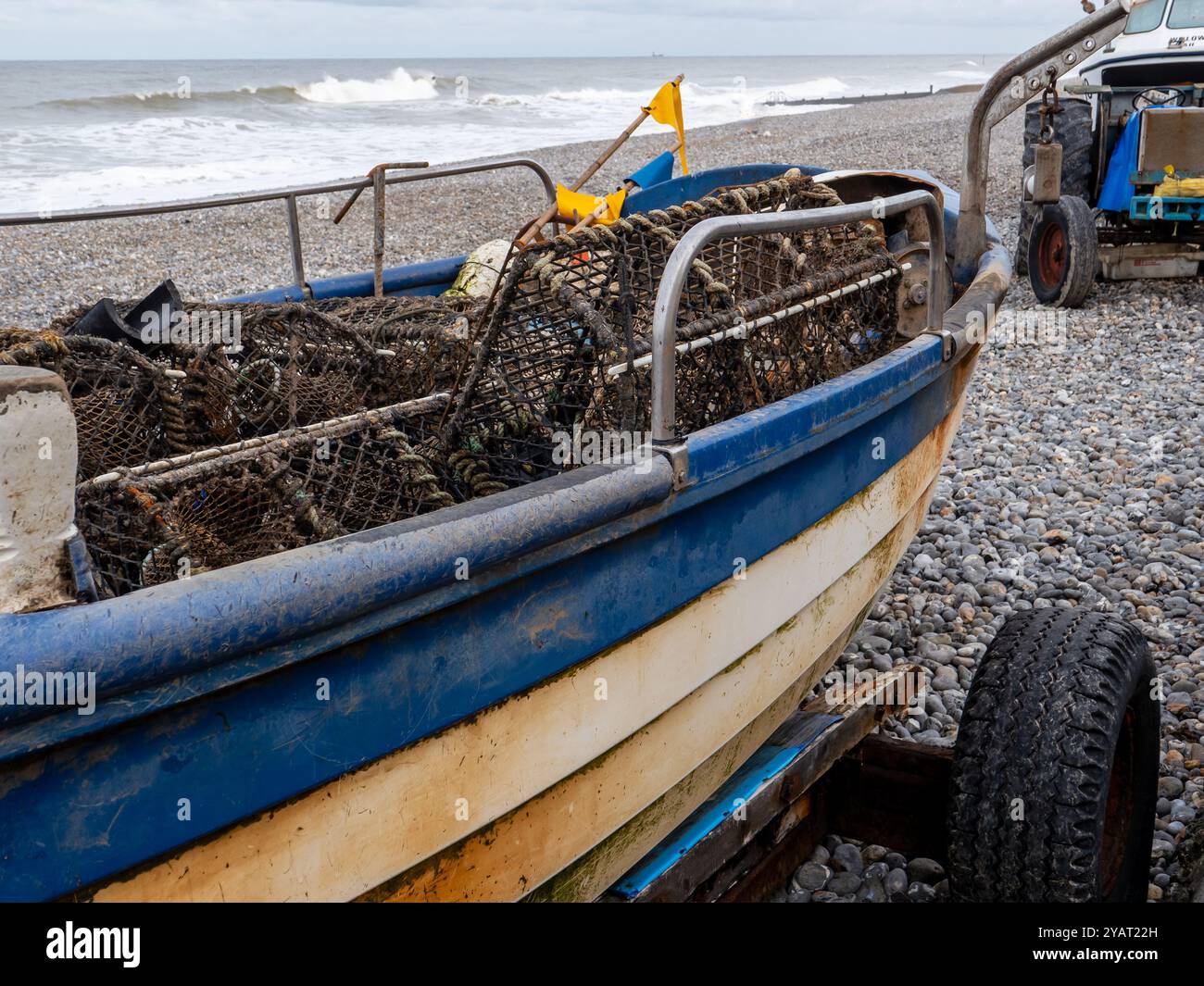 Close up of crab pots, lobster pots and fish traps on a traditional ...