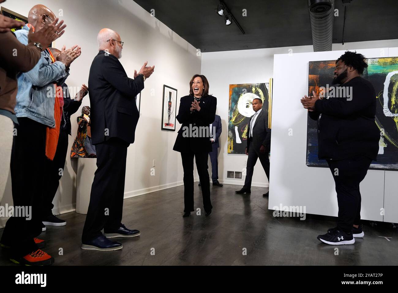 Democratic presidential nominee Vice President Kamala Harris arrives at ...