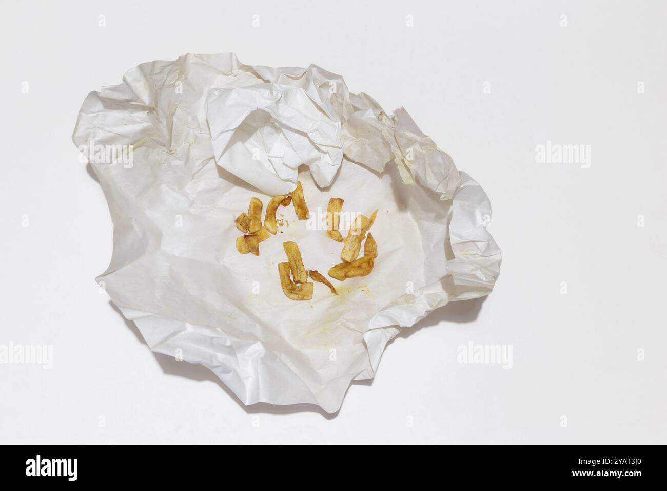 A Small Amount of Scrap Chips on Grease Stained Paper Stock Photo - Alamy