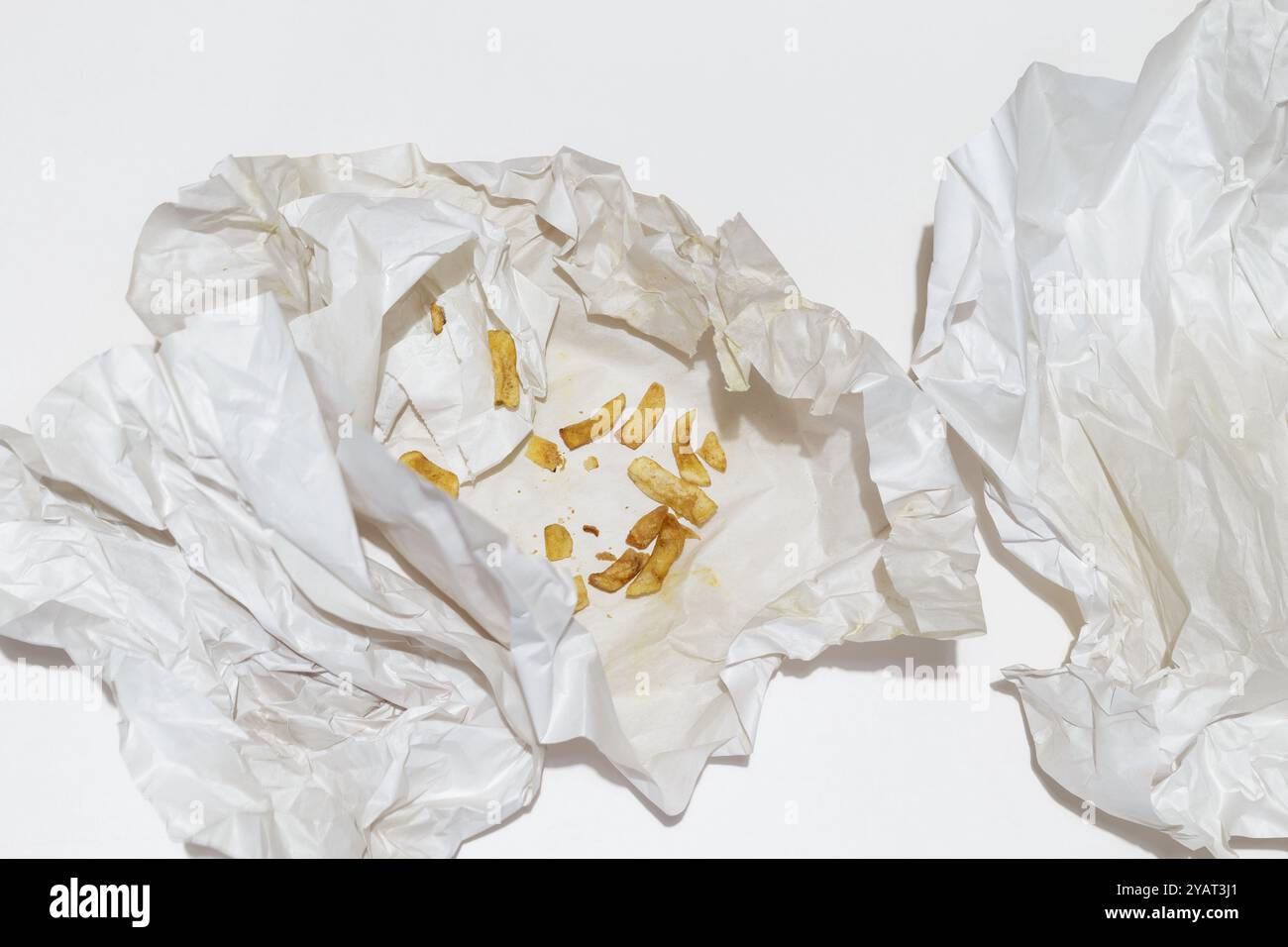 A Small Amount of Scrap Chips on Grease Stained Paper Stock Photo - Alamy