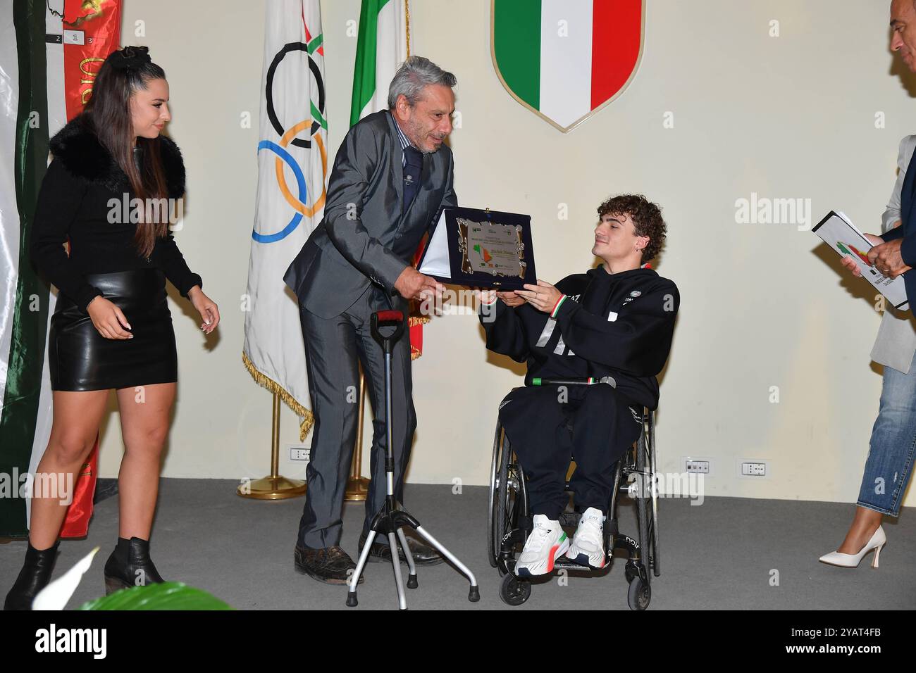 Rome: CONI party hall. "Marche a region on the podium 2024" award. In ...