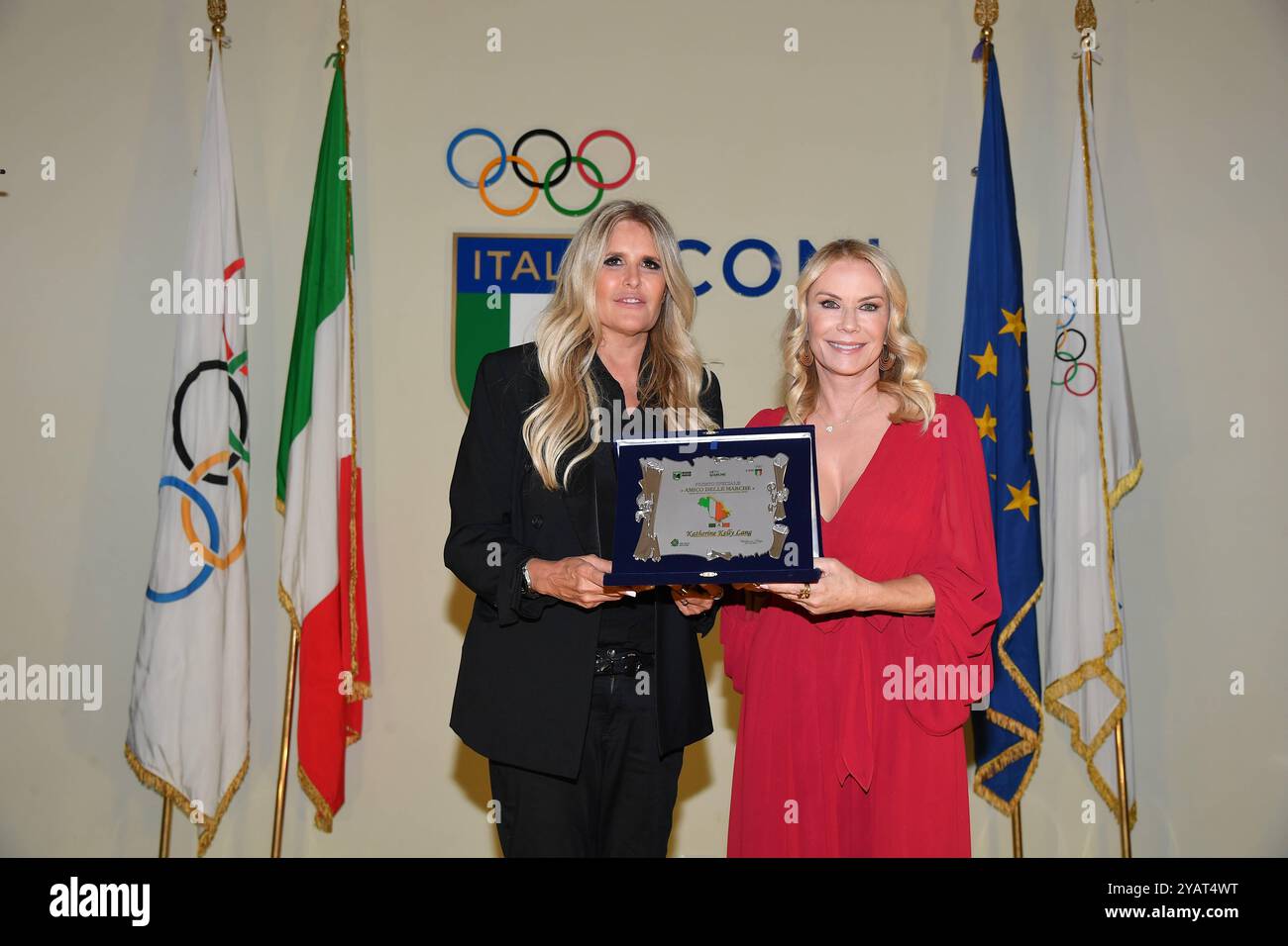 Rome: CONI party hall. "Marche a region on the podium 2024" award. In ...