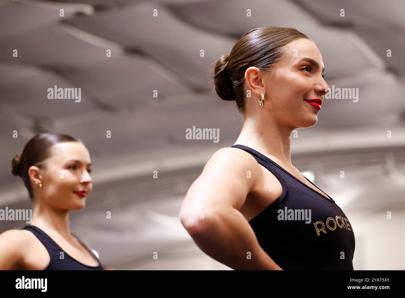 New York, United States. 15th Oct, 2024. The Radio City Rockettes hold ...