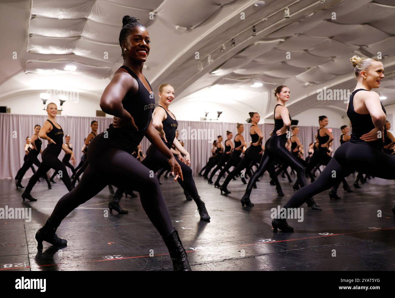 New York, United States. 15th Oct, 2024. The Radio City Rockettes hold ...