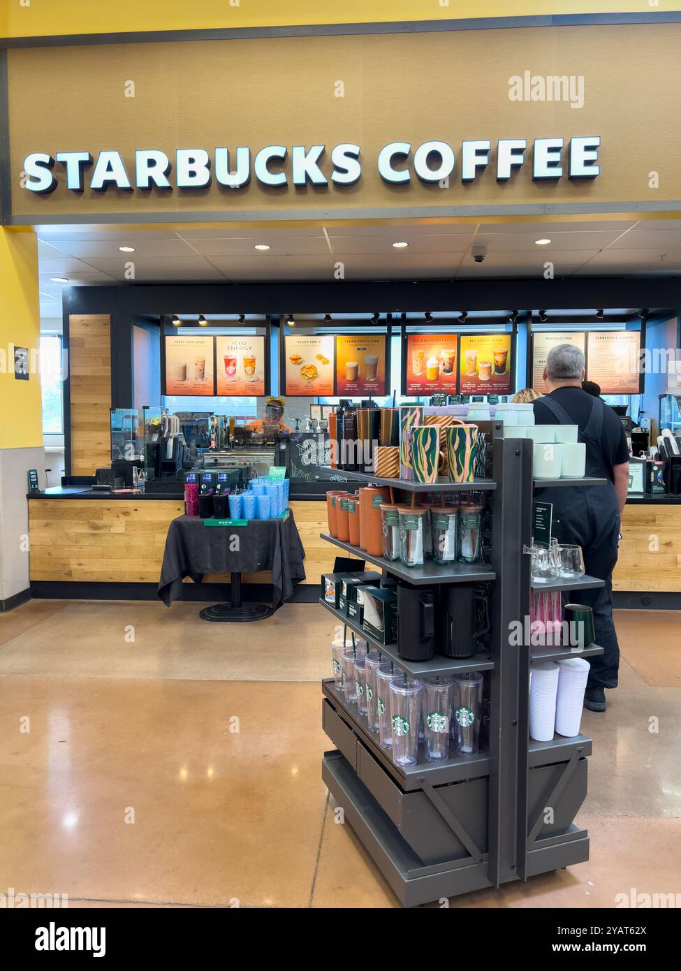 Starbucks Coffee Counter Inside Grocery Store with Customers Ordering ...