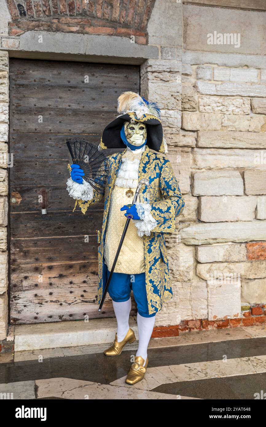 Venice, Italy - February 11, 2024: 1 man with a carnival mask during ...