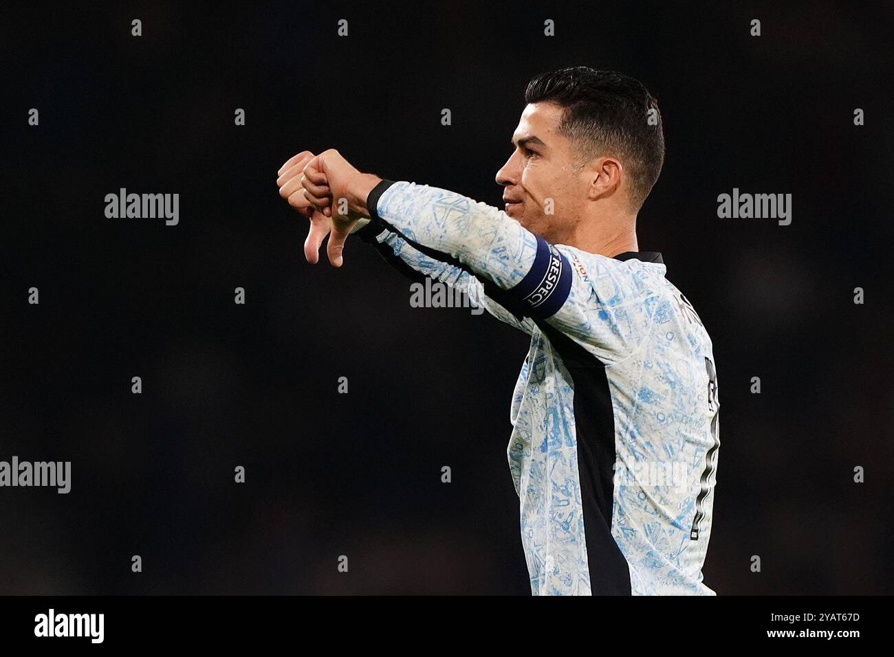 Portugal's Cristiano Ronaldo gestures as he leaves the pitch after the ...