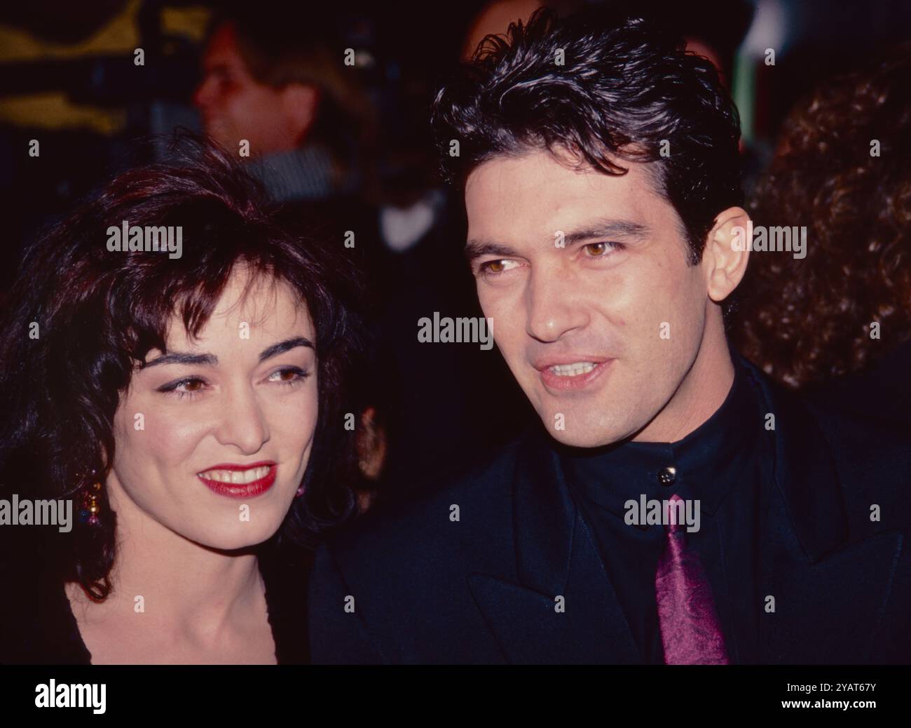 Antonio Banderas and wife Ana Leza attend the premiere of "Mambo Kings" at the Ziegfeld Theatre ...