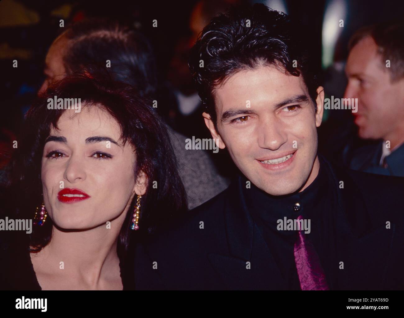 Antonio Banderas and wife Ana Leza attend the premiere of "Mambo Kings" at the Ziegfeld Theatre ...