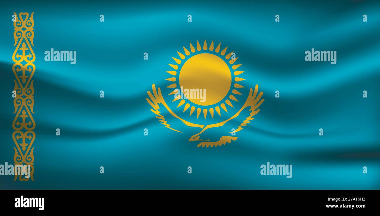 Flag of Kazakhstan. Kazakh national symbol in official colors. Template ...