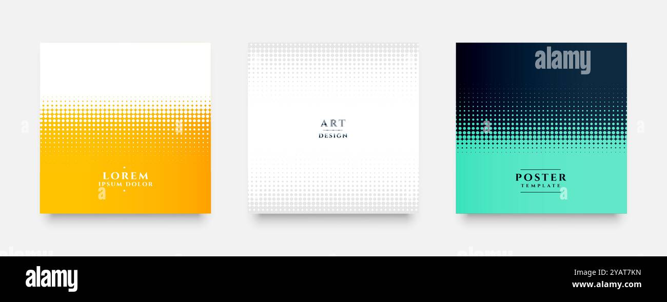 three empty halftone retro texture background in set vector Stock ...