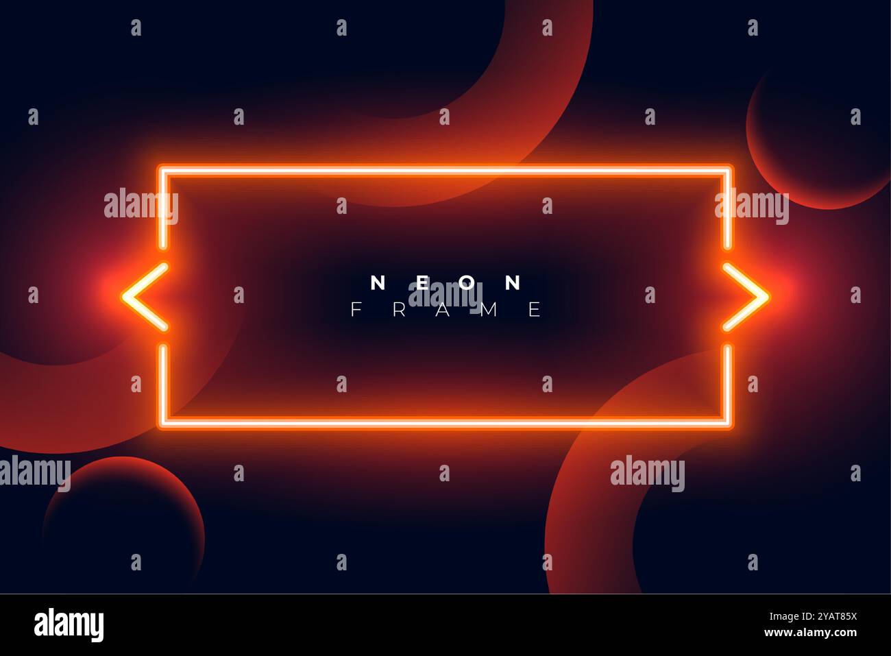 neon style glowing orange lines frame background with empty space ...