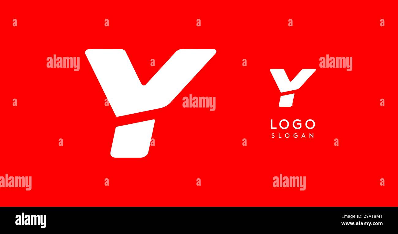 Bold angular letter Y, geometric cutouts, minimalist sporty style ...