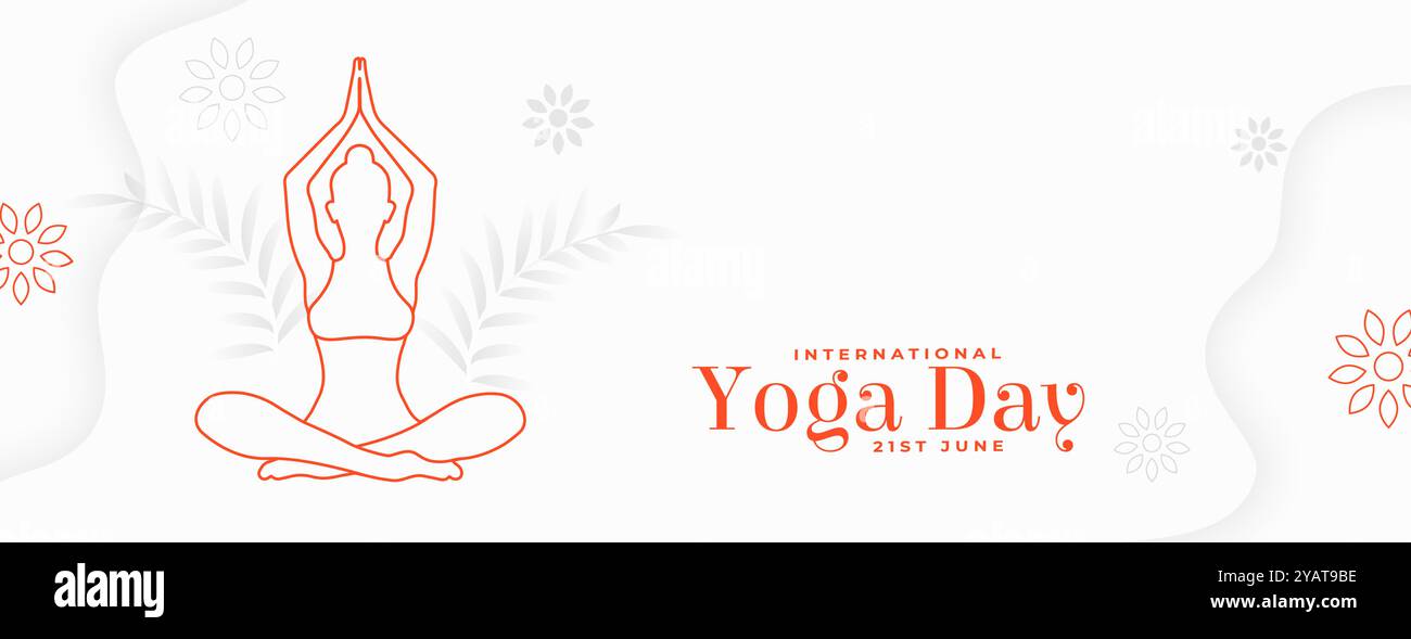 international yoga day banner line art woman doing asana vector Stock ...