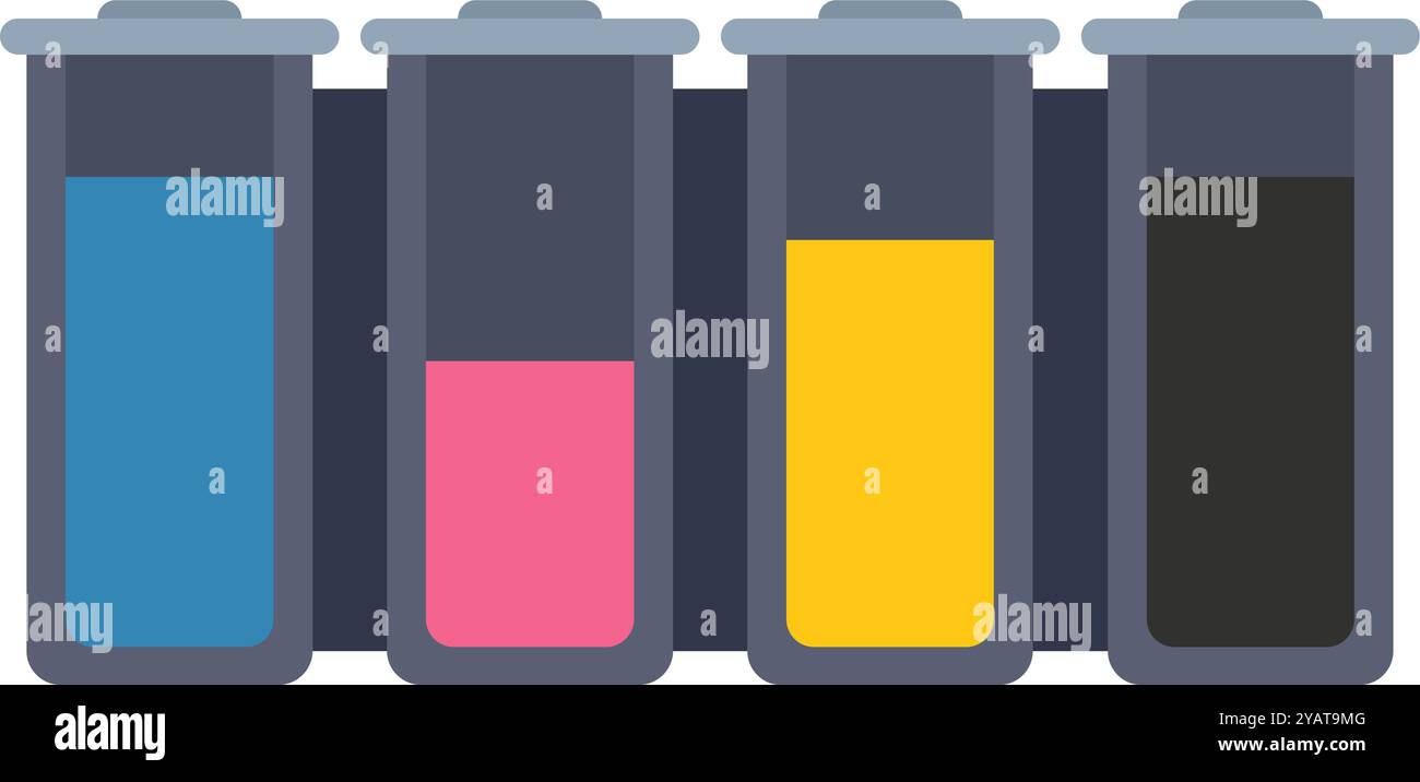 Set of continuous ink supply system cartridges showing different ink ... Set of continuous ink supply system cartridges showing different ink ...