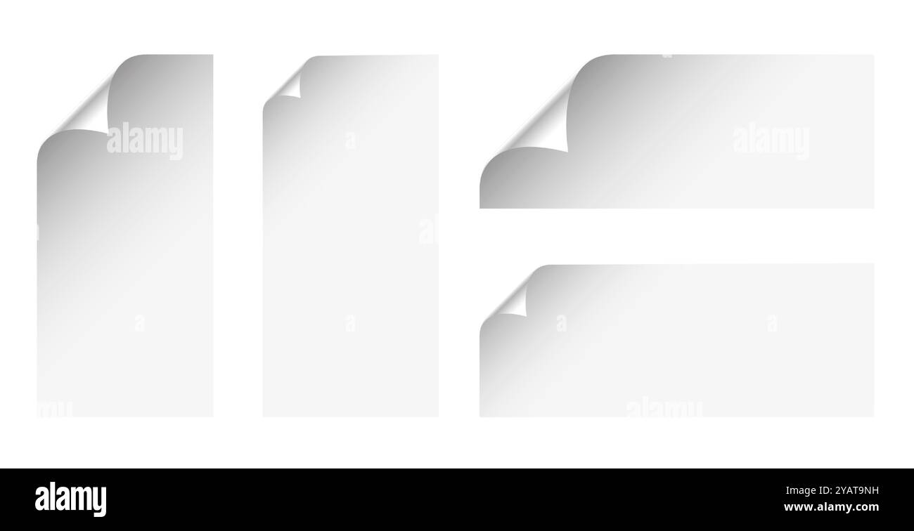 collection of clean white paper curled sticker template vector Stock ...