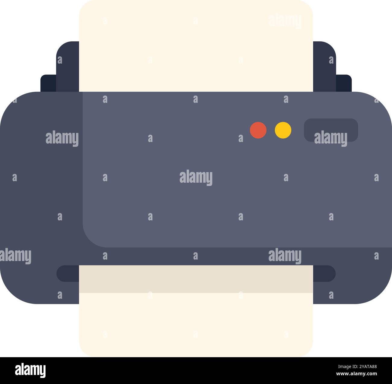 Illustration of a home laser printer printing a blank paper document ...