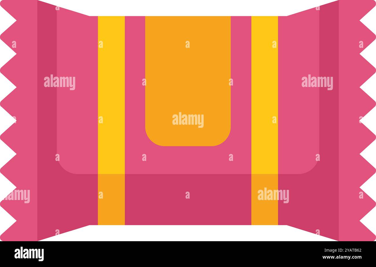 Pink flow pack packaging for chocolate bar or candy isolated on white ...