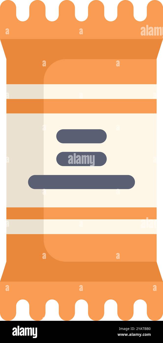 Orange flow pack packaging with label for snacks or candy bar is lying ...