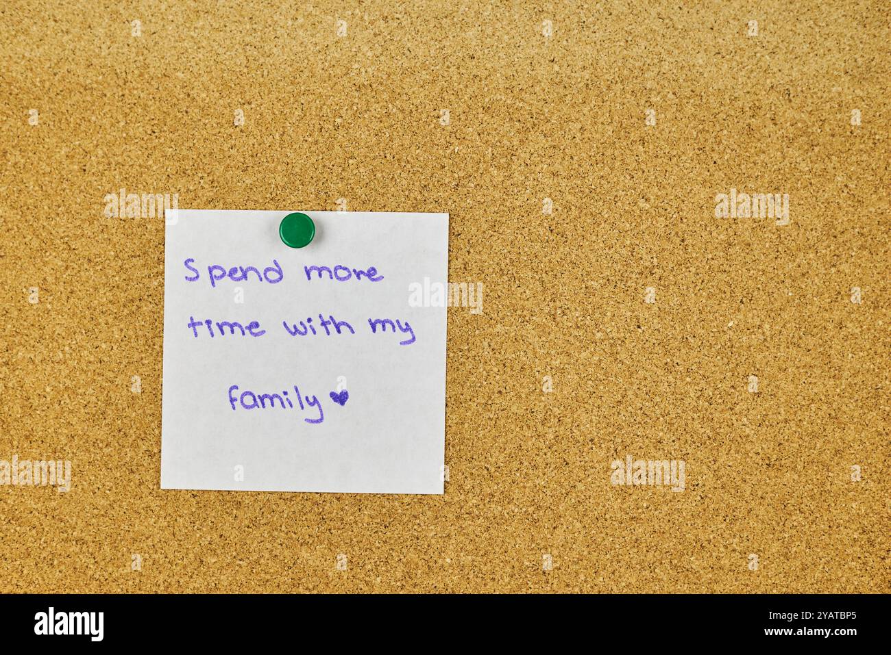 Post It notes with resolutions and goals achieved, placed on the cork ...