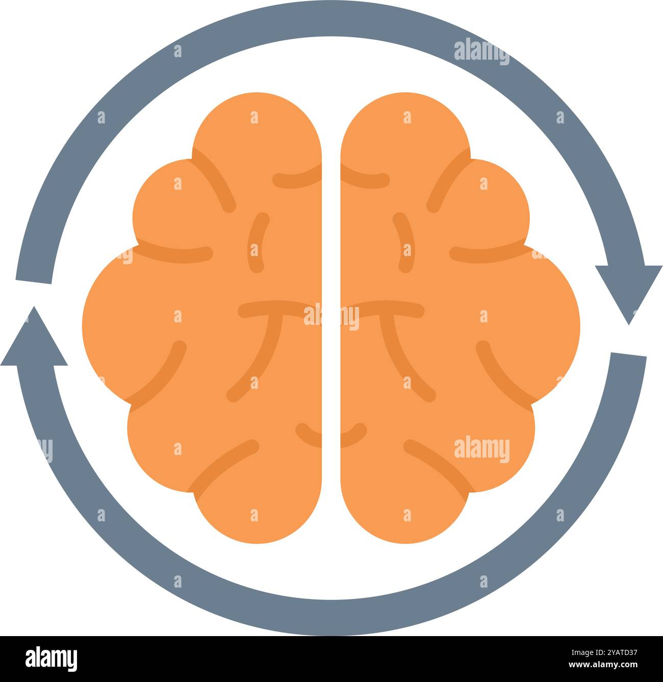 Simple icon of a brain with a circular arrow surrounding it ...