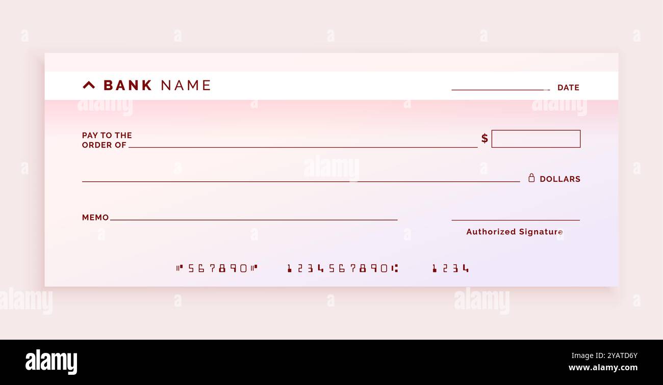 classic blank bank cheque paper. check from chequebook vector Stock ...