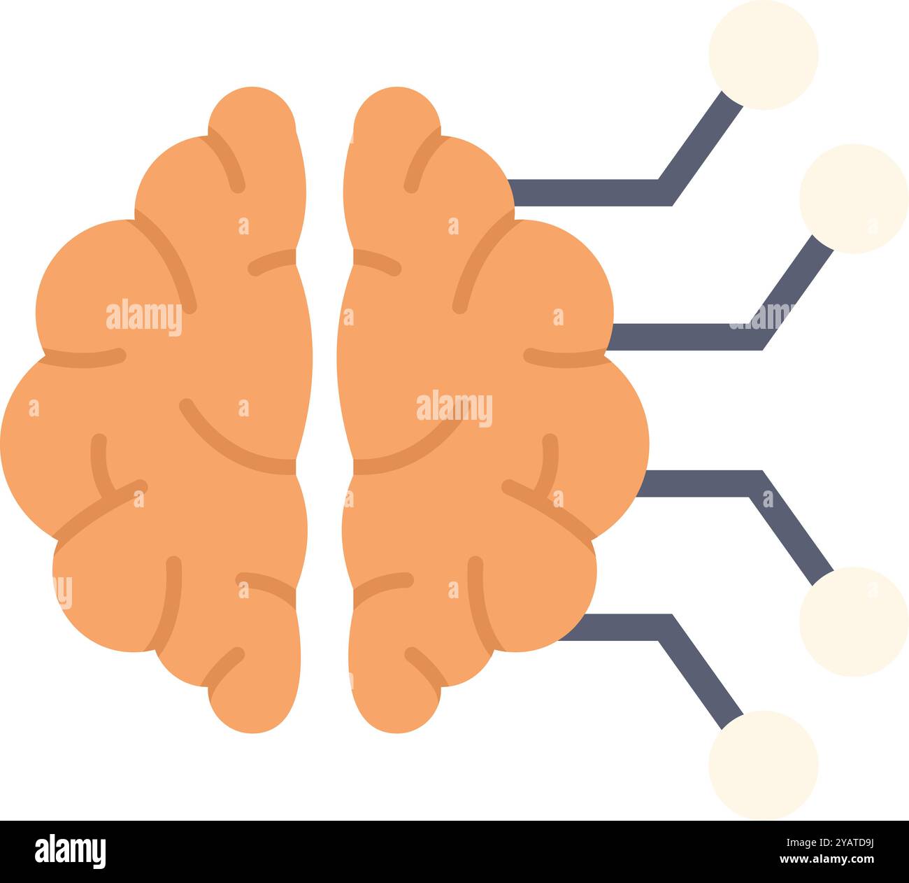 Artificial intelligence is connecting the brain with data through electronic pathways Stock ...