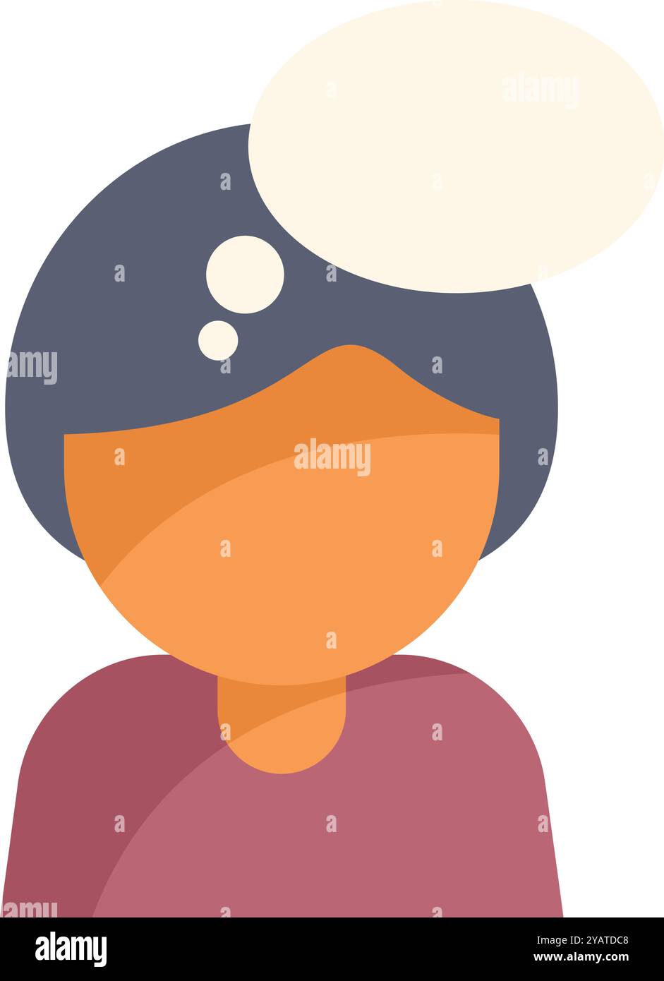 This vector illustration shows a young person with a thought bubble ...