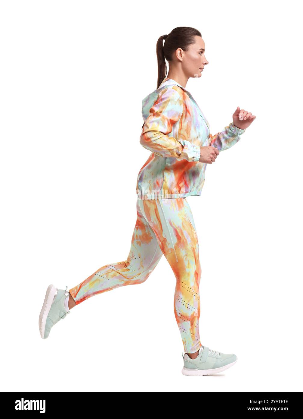 Young woman running practicing Cut Out Stock Images & Pictures - Alamy