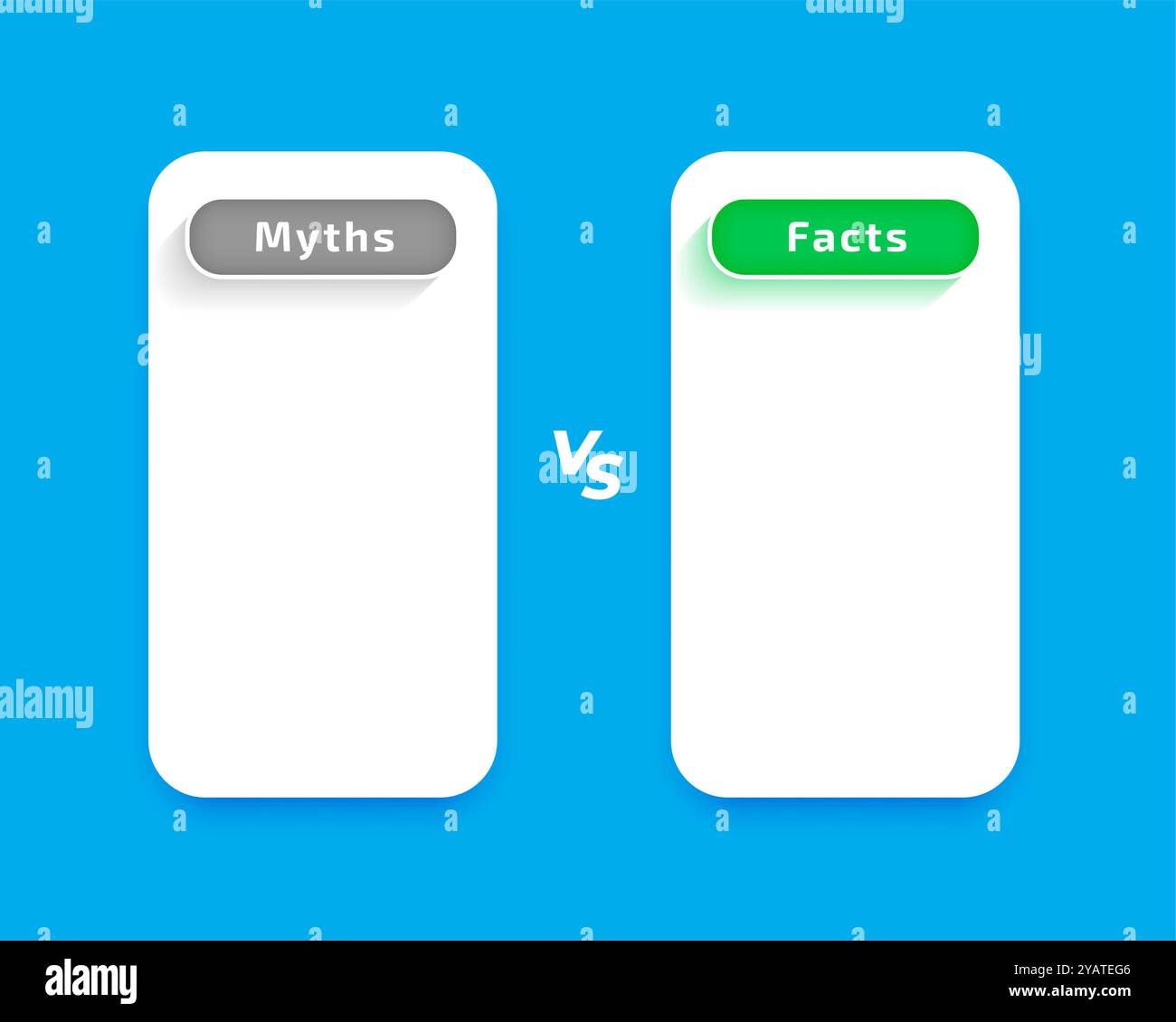 myths vs facts comparison list concept with text space vector Stock ...