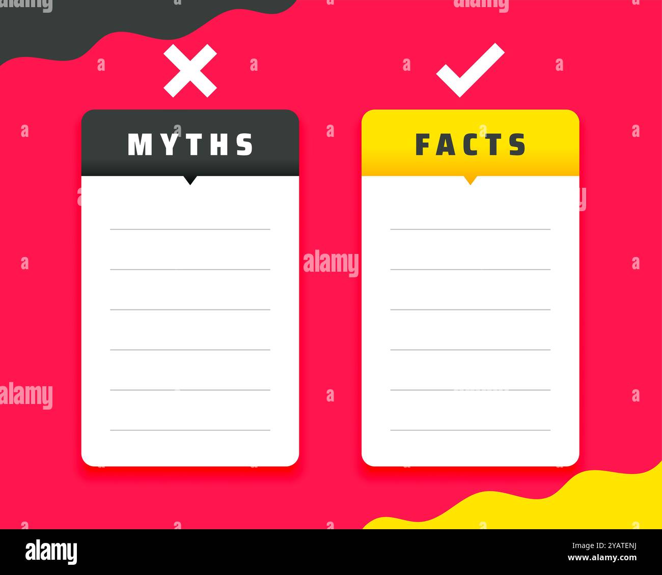 myths vs facts check list concept with text space vector Stock Vector ...