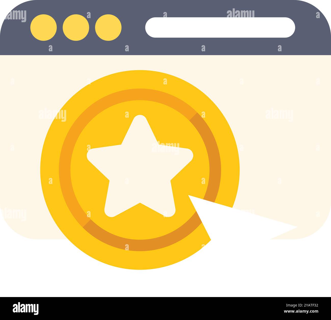 Website window with loyalty program badge with star for earning points ...