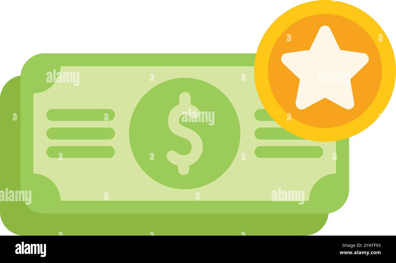 Green dollar bill is receiving a gold star rating, indicating ...