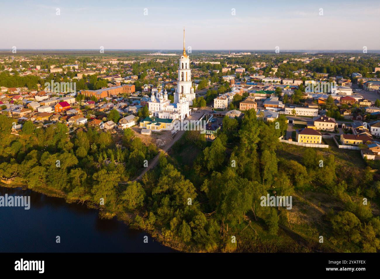 Aerial view of Shuya cityscape with Resurrection Cathedral Stock Photo ...