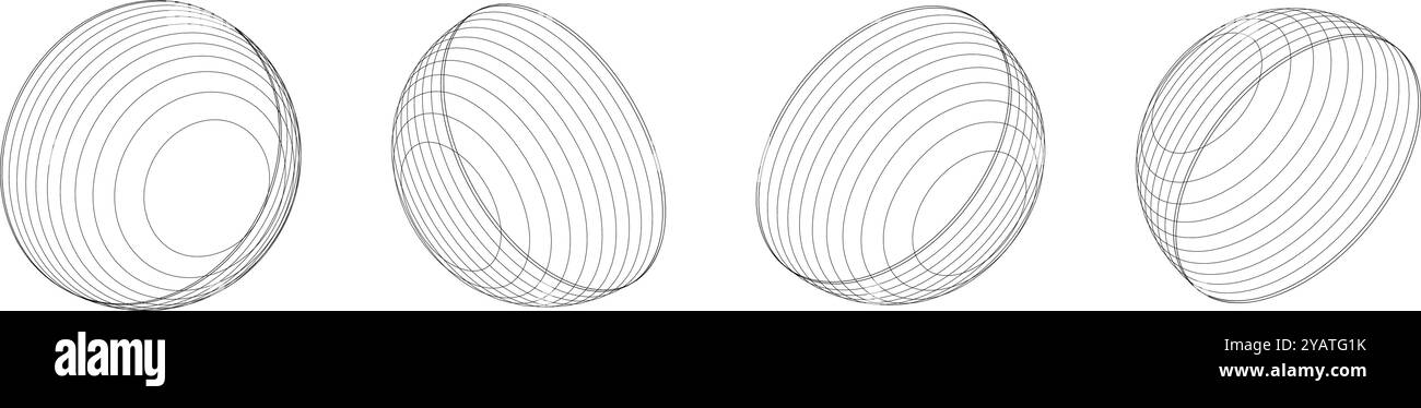 transformation of oval shapes through various stages. Vector ...