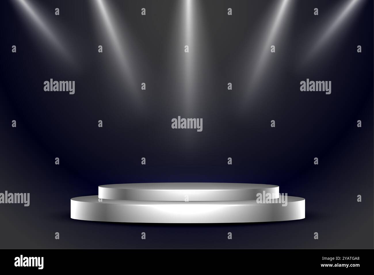 realistic silver podium platform with focus light effect vector Stock ...