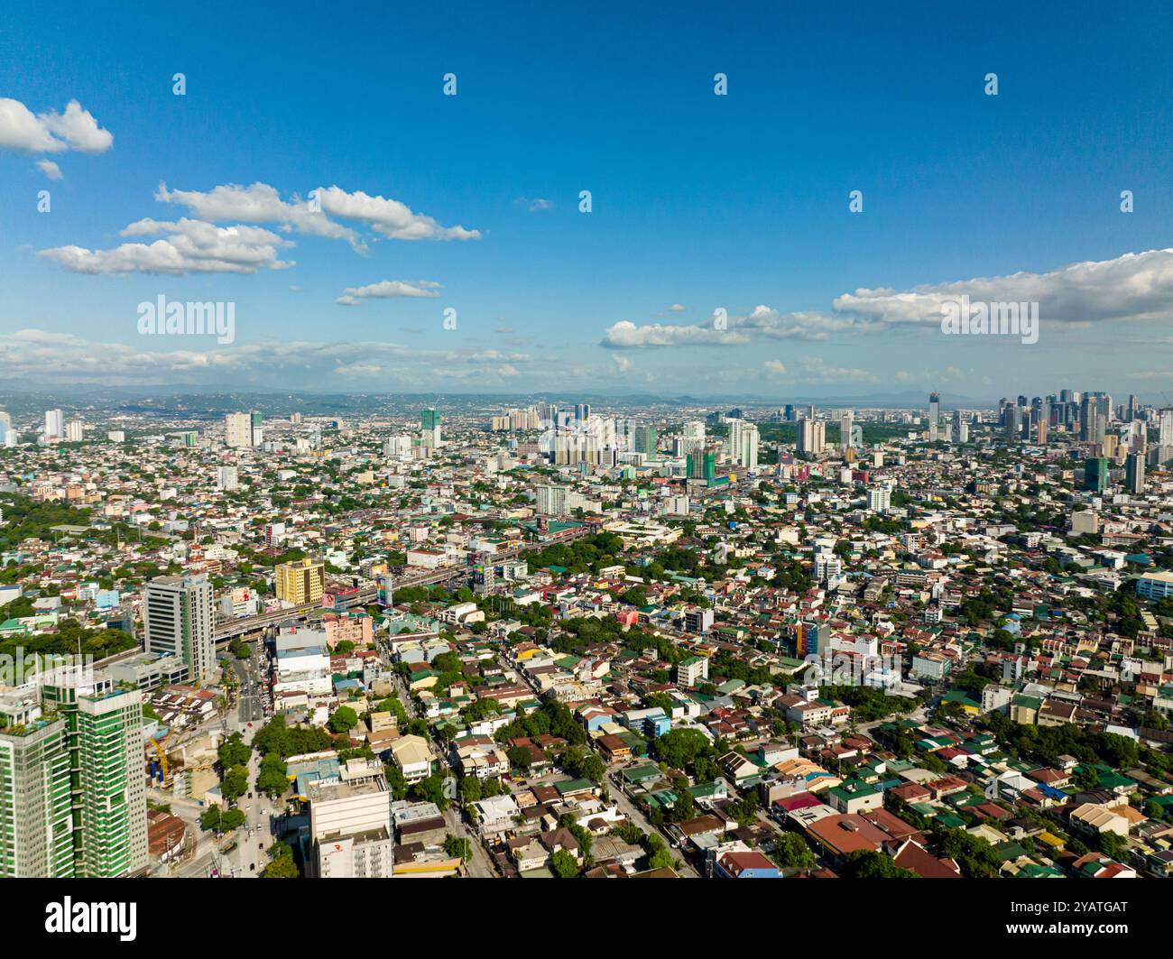 Aerial drone of Manila is the capital of the Philippines with modern ...