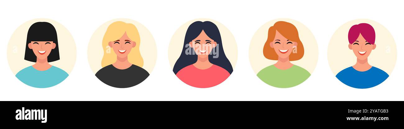 Characters avatars set. Portrait of multicultural multiethnic women ...