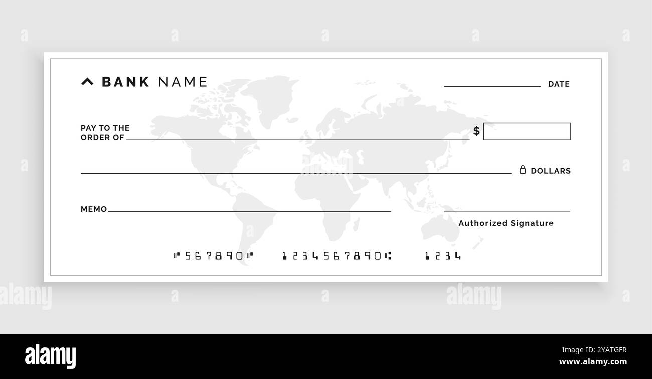 white bank check cheque voucher mockup with world amp vector Stock ...