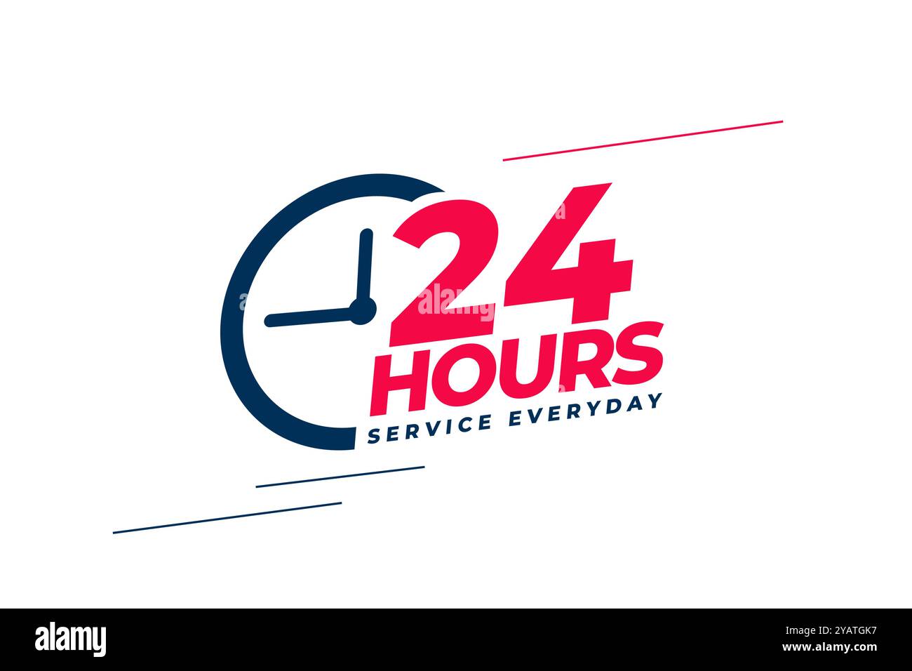 24 hours open service everyday banner with clock sign vector Stock Vector Image & Art - Alamy