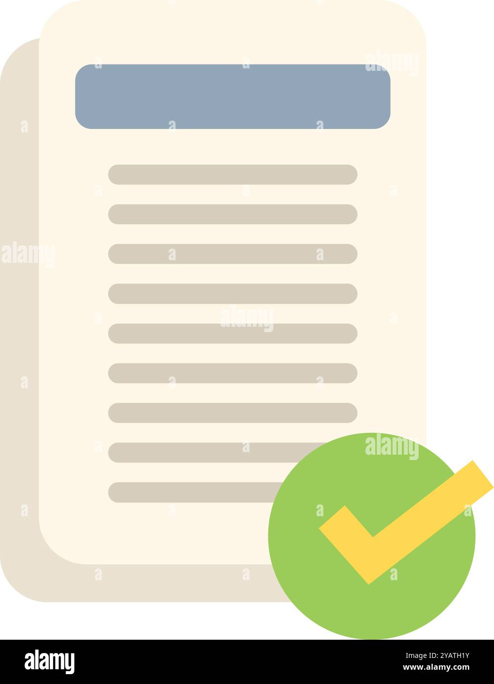 Document is being marked with a check mark icon in a circle, indicating approval or completion ...