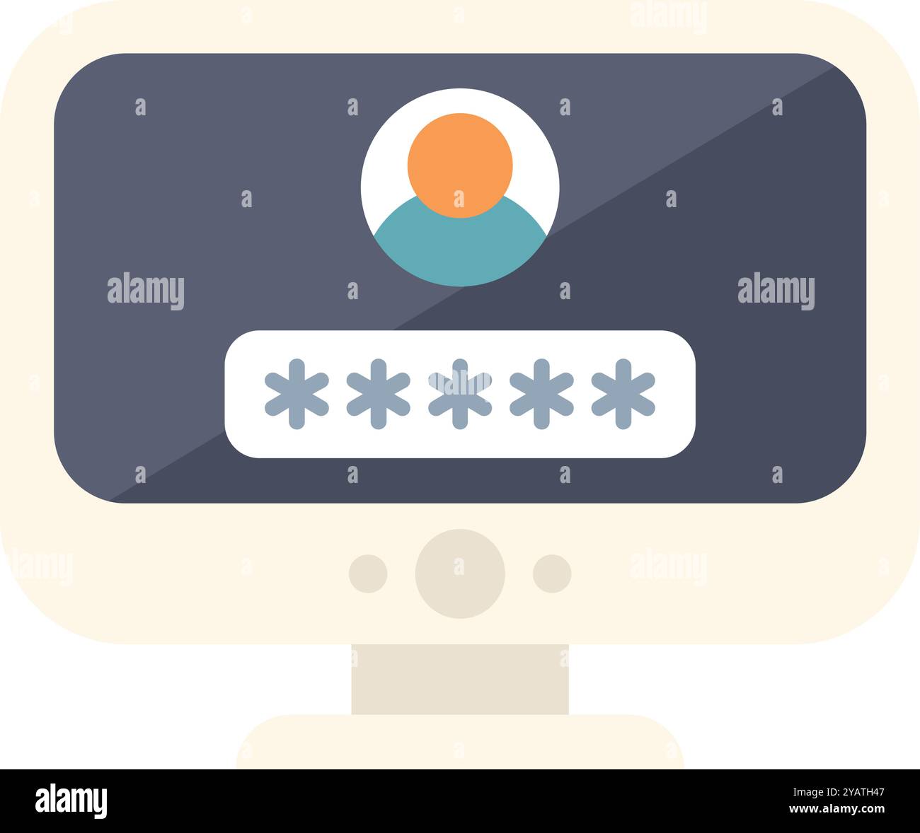 Computer Screen Is Displaying A User Login Form Requiring A Password With Asterisks Stock Vector