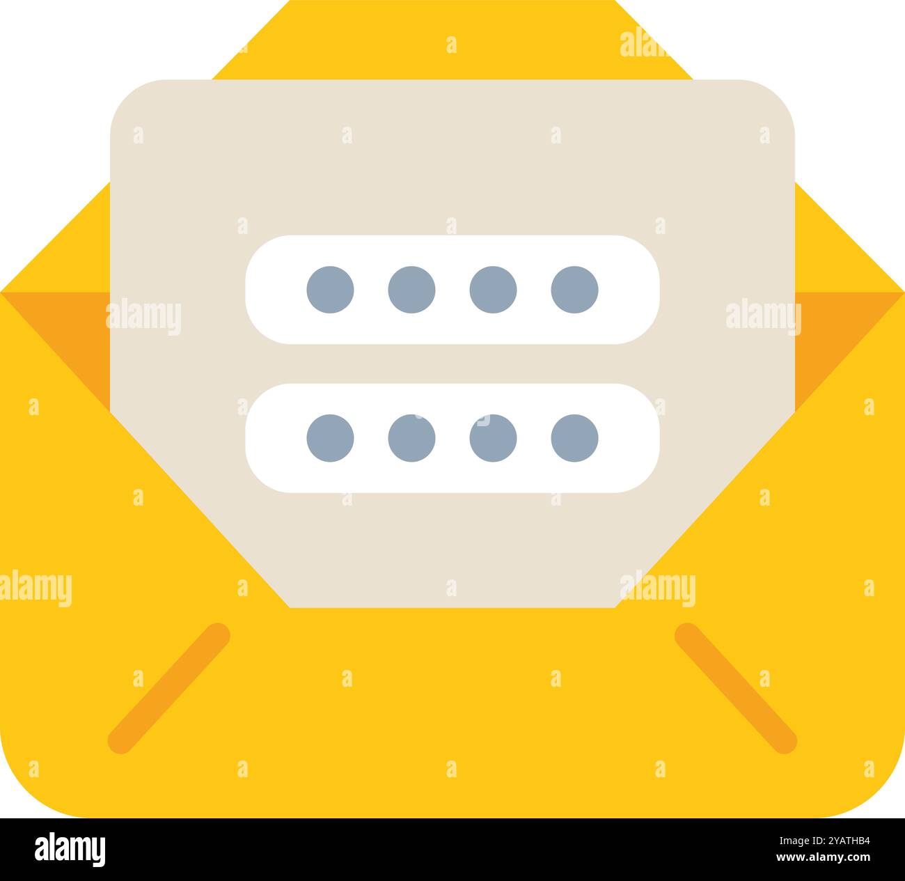 Open yellow envelope revealing document with password field emphasizing ...