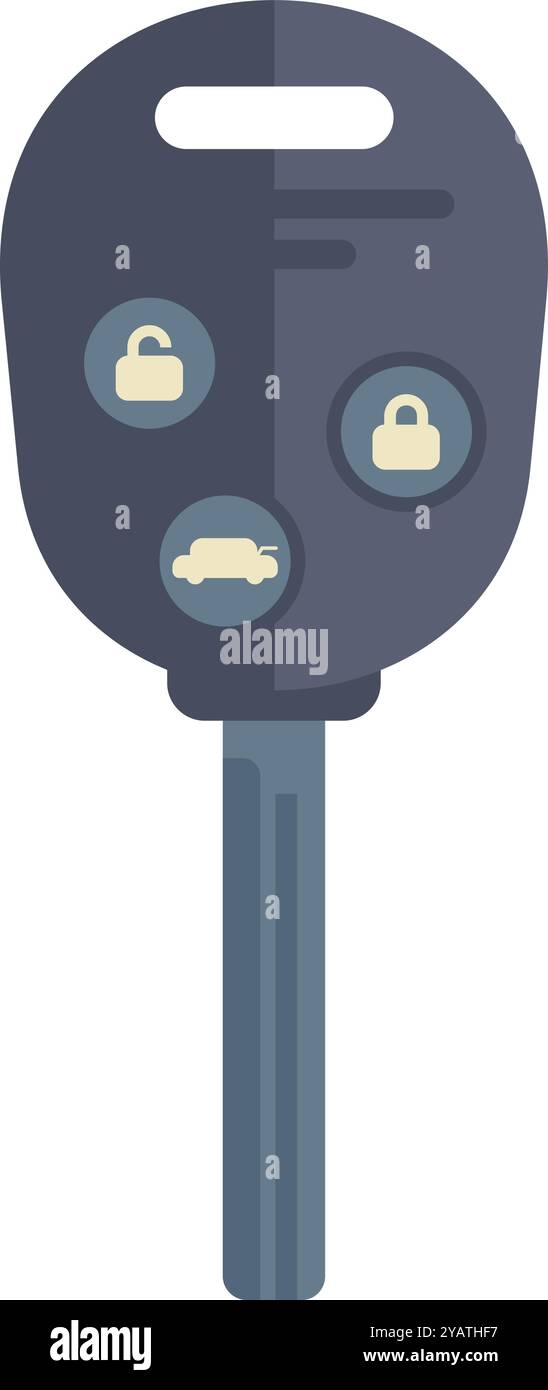 Wireless car key with buttons for locking, unlocking and opening the ...