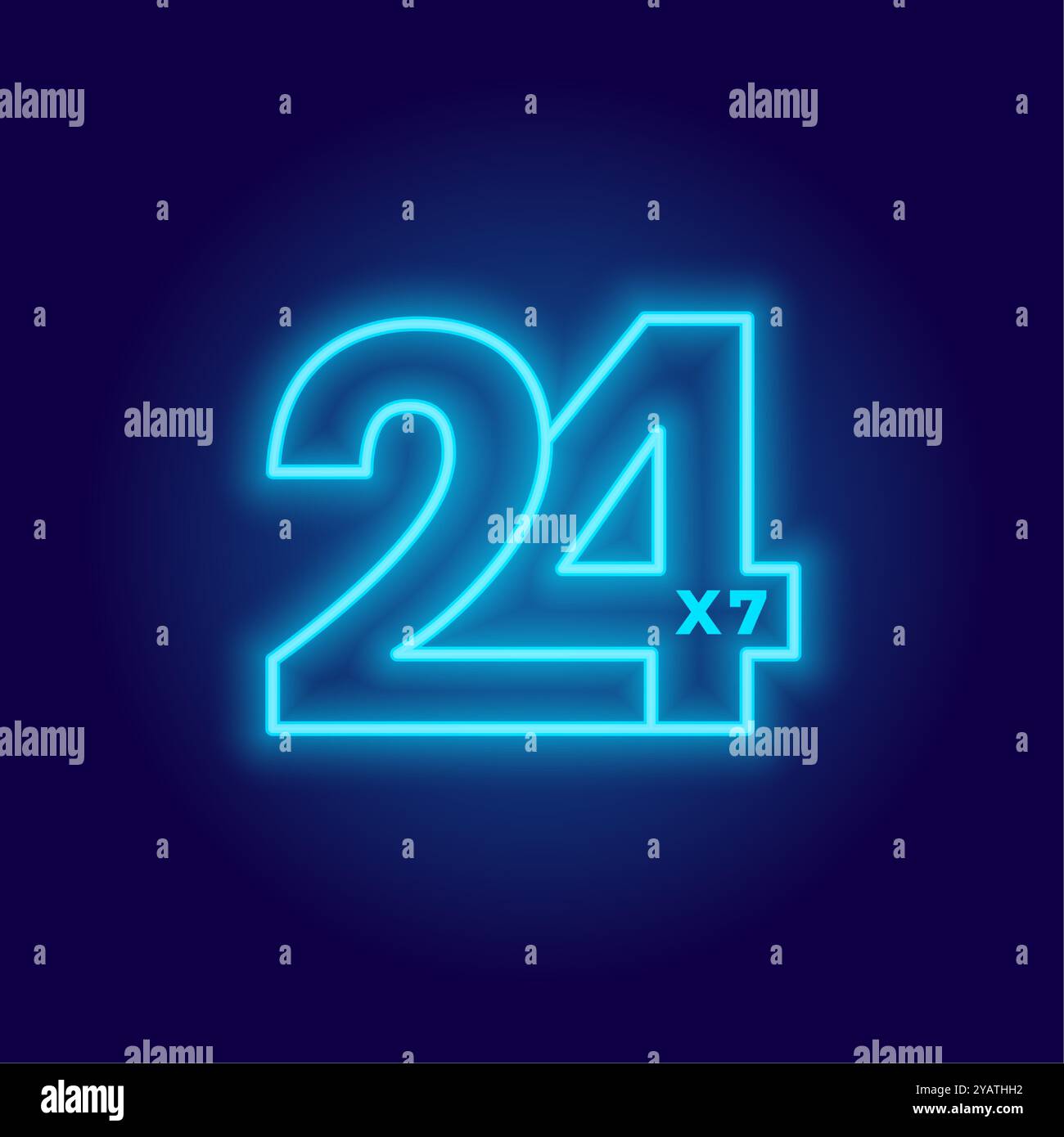 24 hours and 7 days open service neon sign background vector Stock ...