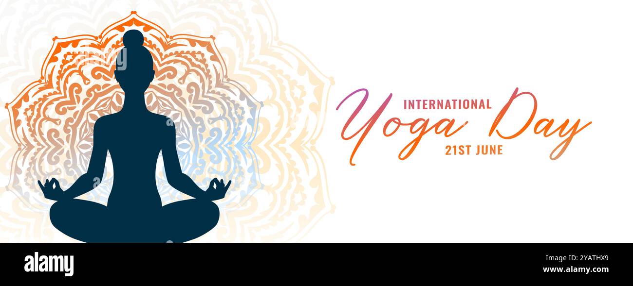 21st june international yoga day banner for peace and calm vector Stock ...