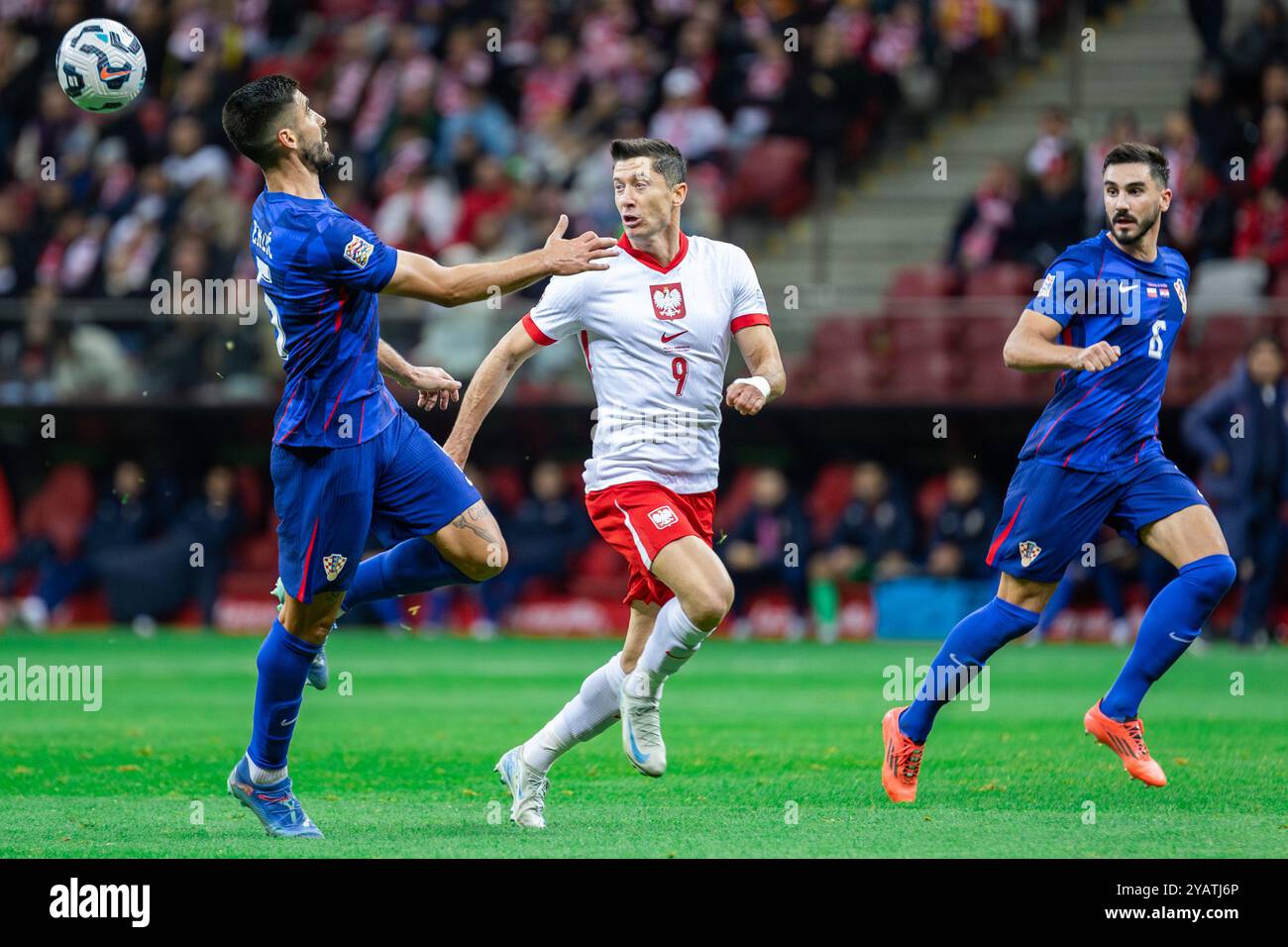 Warsaw, Poland, 15/10/2024, Martin Erlic (L) of Croatia, Robert ...