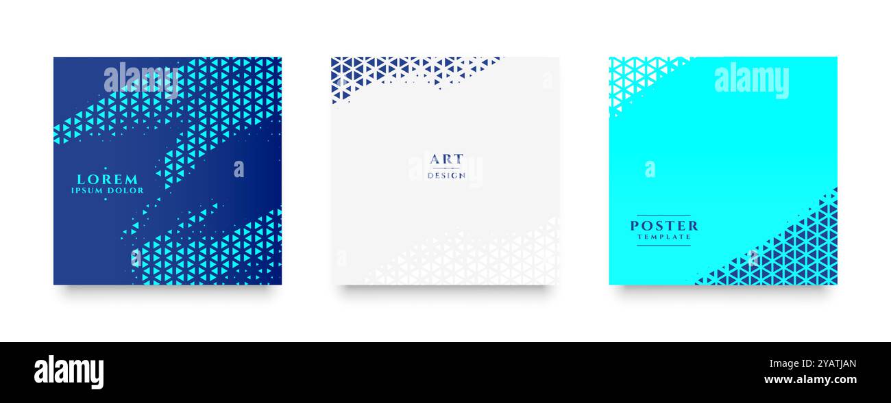set of halftone triangle shape pattern in modern style background ...