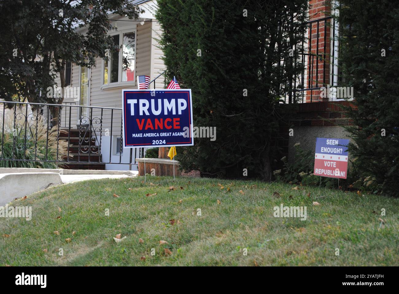 Rutherford, New Jersey, USA - October 15 2024: Political lawn sign ...